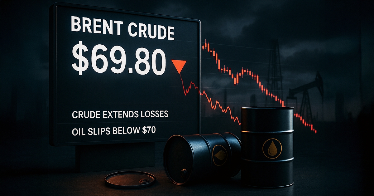 Oil Prices Drop Further as Brent Falls Below $70 Per Barrel
